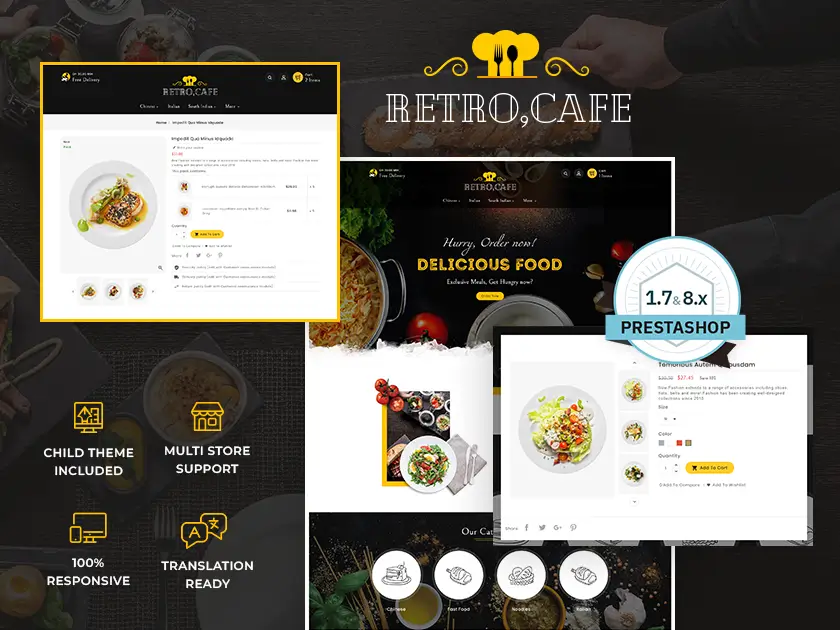 Retro Cafe - Food & Restaurant - Prestashop Responsive Theme